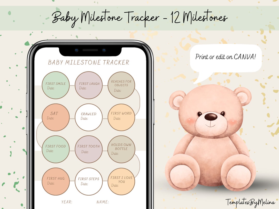 Baby Milestone Tracker in Two Colors, Baby Shower Gift, Baby Gift ...