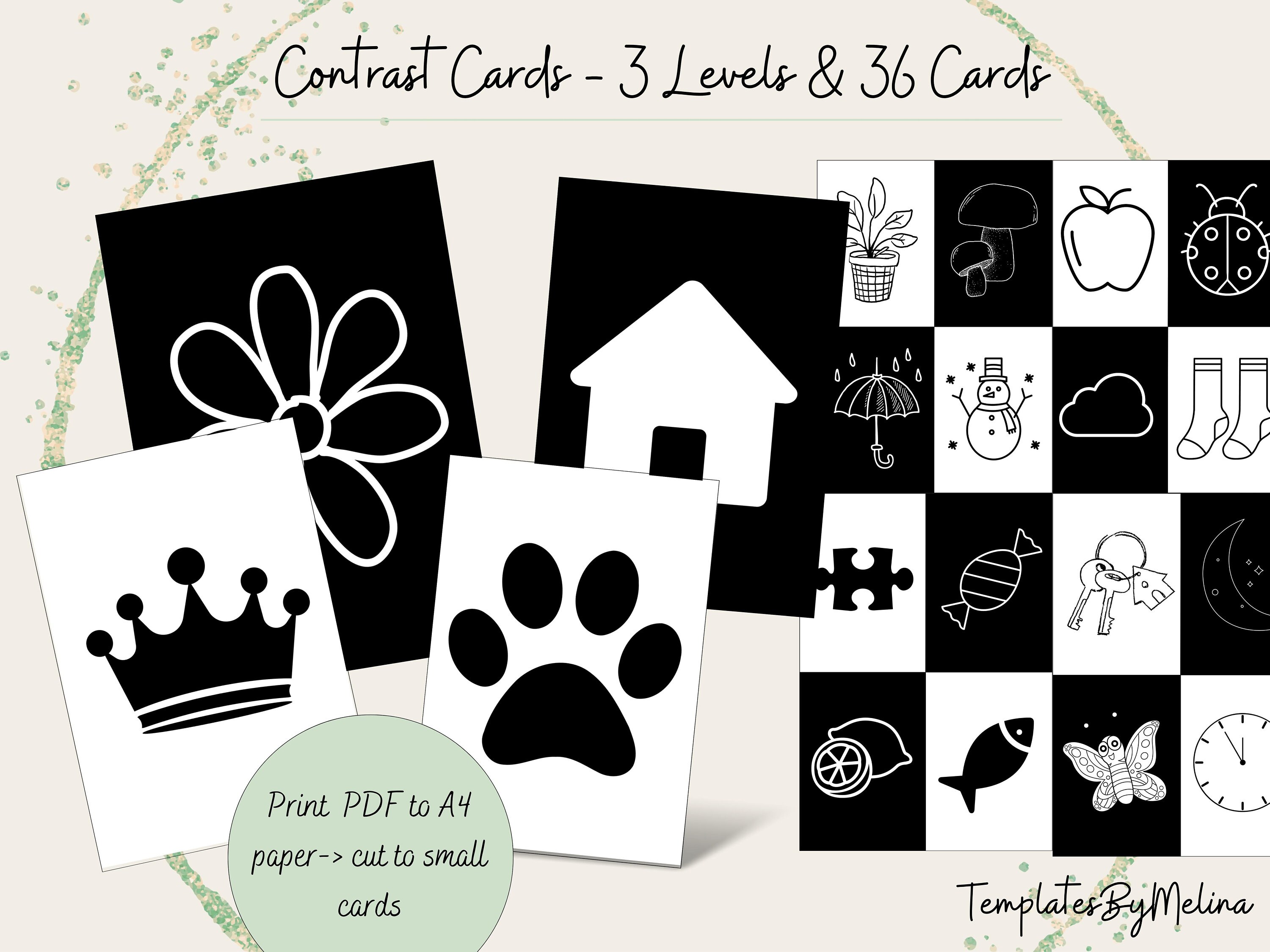Contrast Cards With 3 Levels for Newborn Babies, Infants, and Children ...