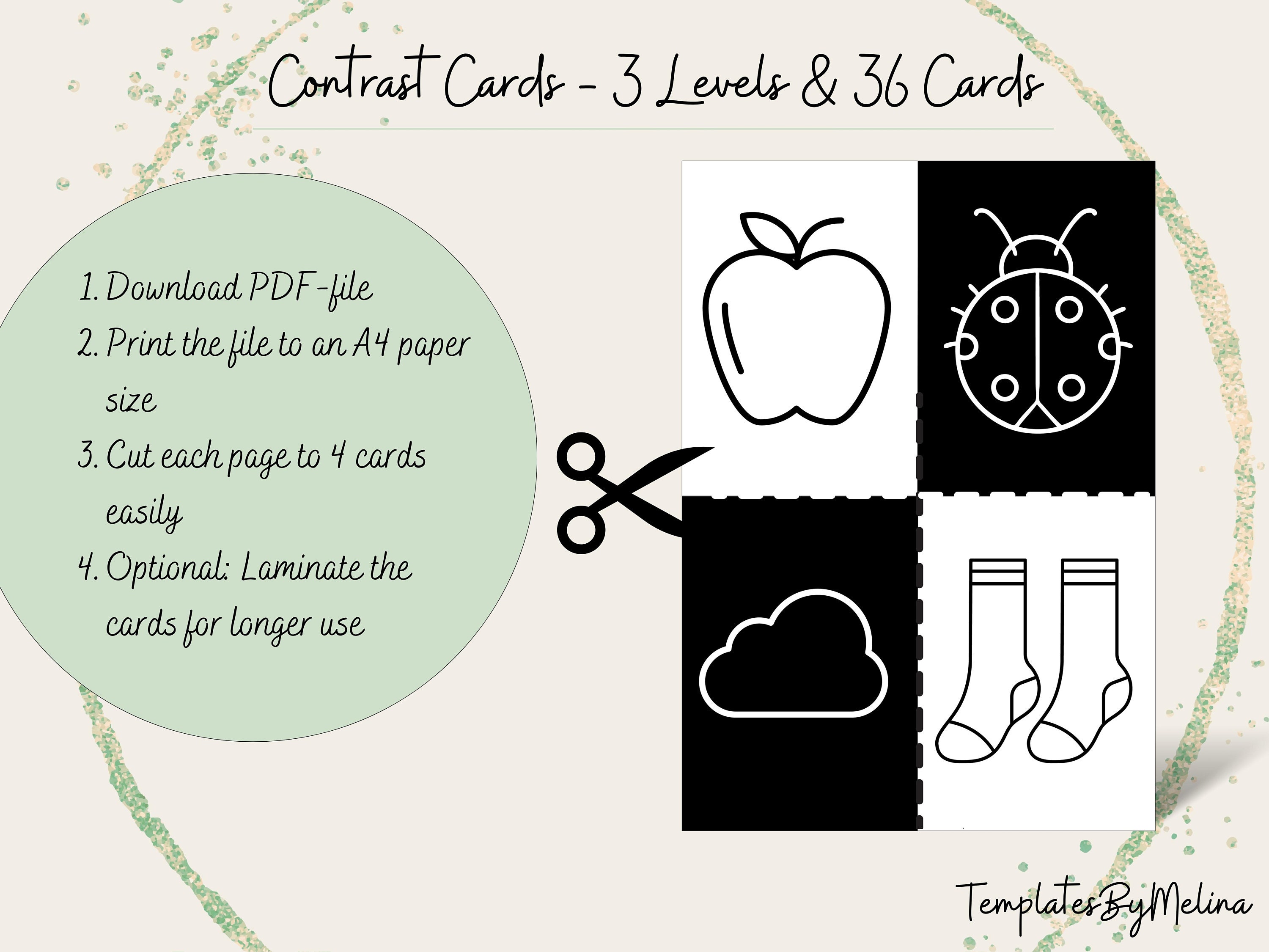 Contrast Cards With 3 Levels for Newborn Babies, Infants, and Children ...