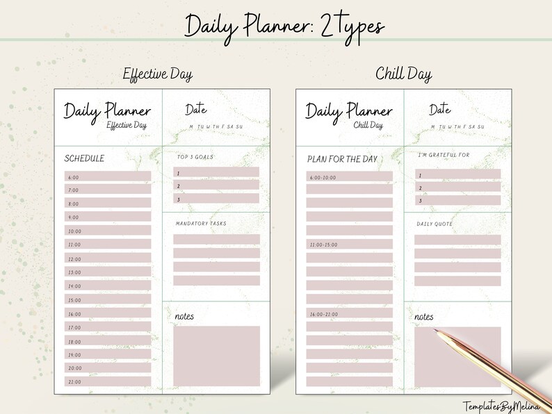 Daily Planner Digital: 2 Types Effective Day Planner Chill - Etsy