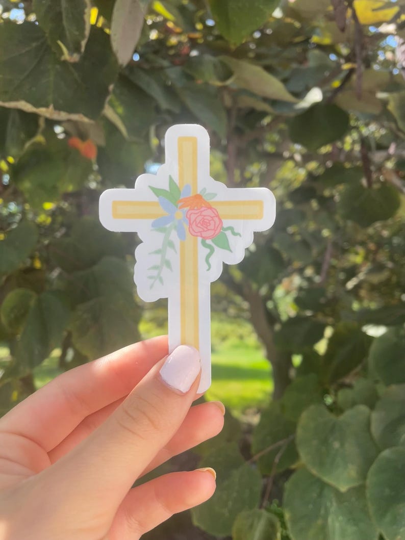 Floral Cross Sticker - Etsy
