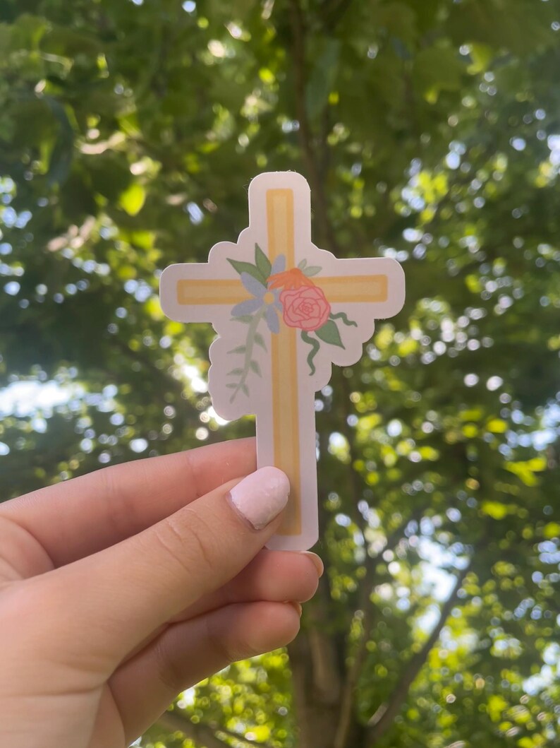 Floral Cross Sticker - Etsy