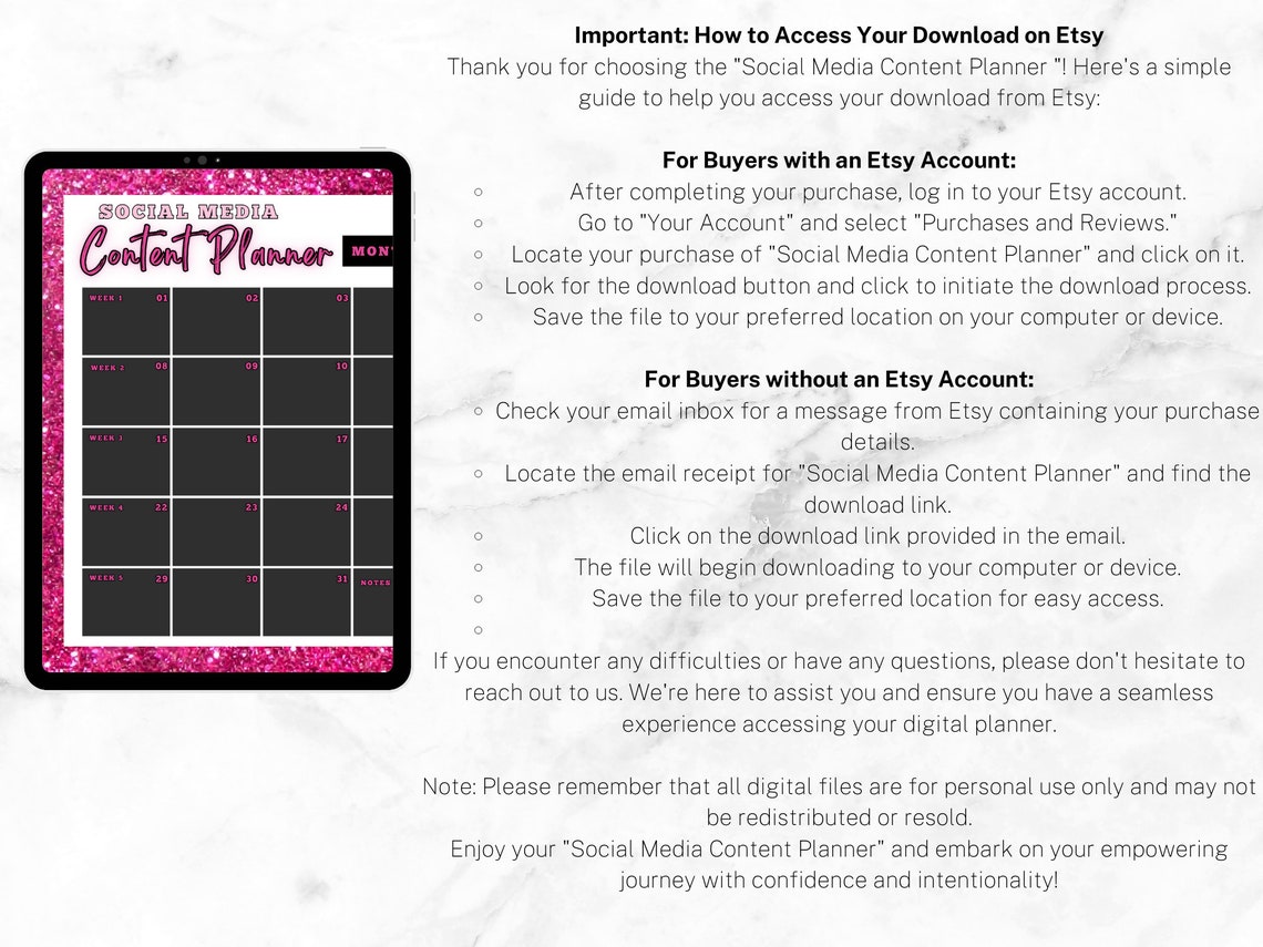31 Day Social Media Content Calendar, Planner, Tiktok, Instagram ...
