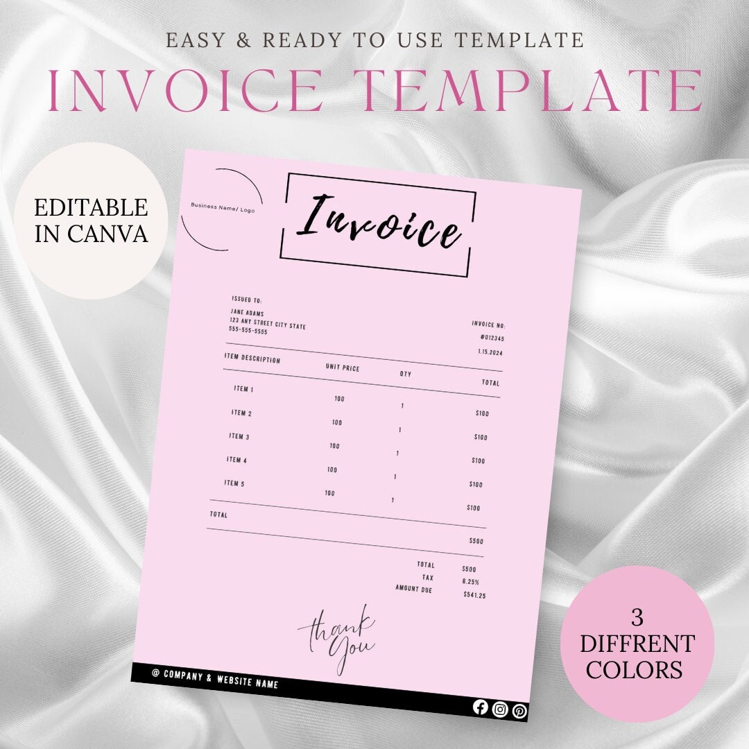 Invoice Template Editable, Invoice Form, Small Business Order Form ...