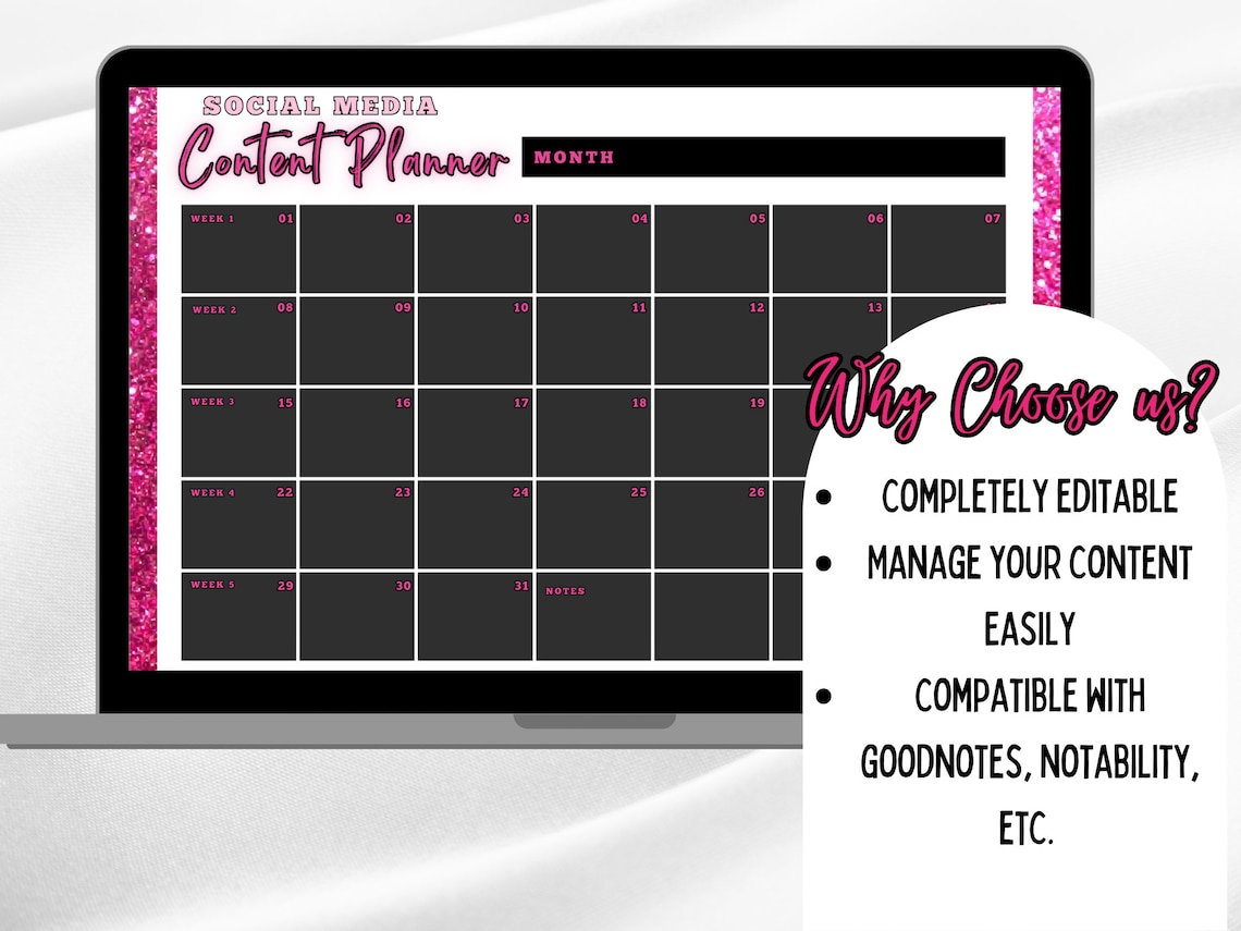31 Day Social Media Content Calendar, Planner, Tiktok, Instagram ...