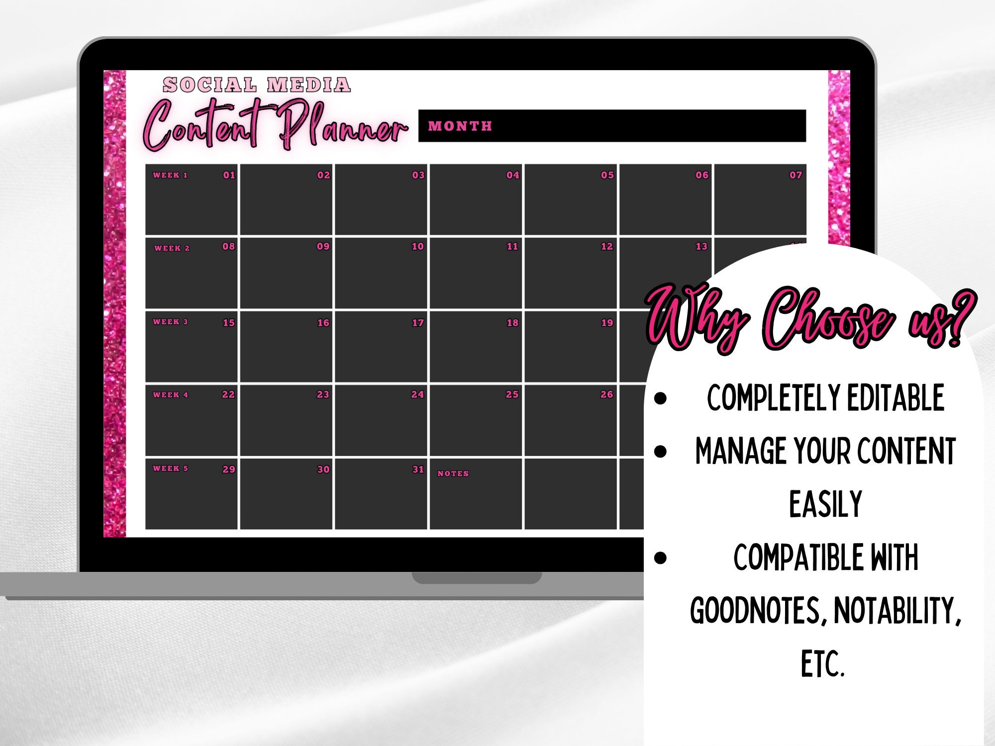 31 Day Social Media Content Calendar, Planner, Tiktok, Instagram ...