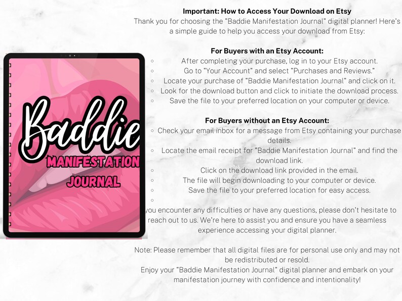 Baddie Manifest Journal| Manifest the Life You Want| Printable Planner ...