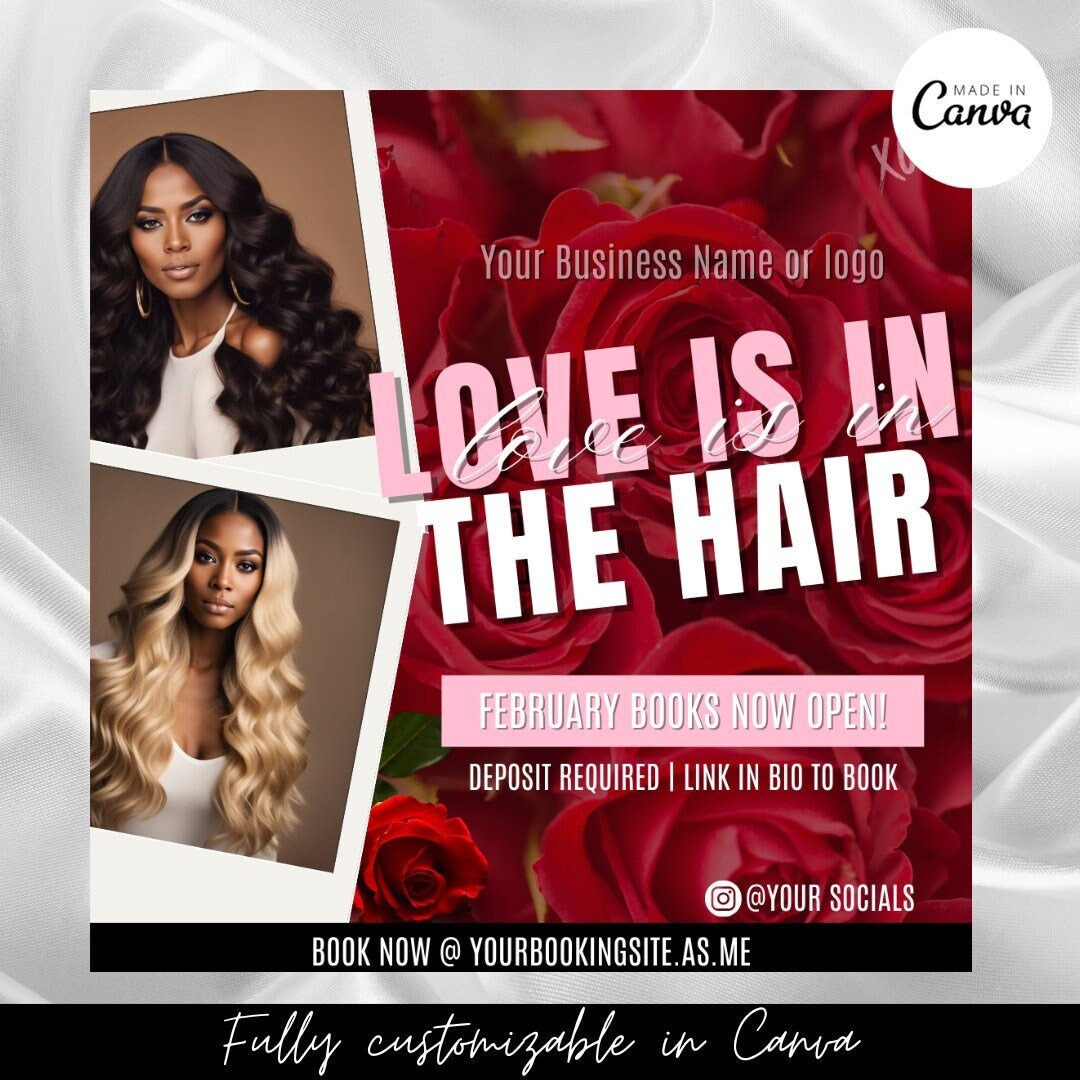 February Booking Flyer, Instagram Flyer, Valentine's Day Booking Flyer ...