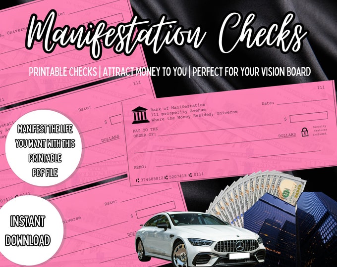 Manifestation Check, Vision Board Checks, Vision Board Printables ...
