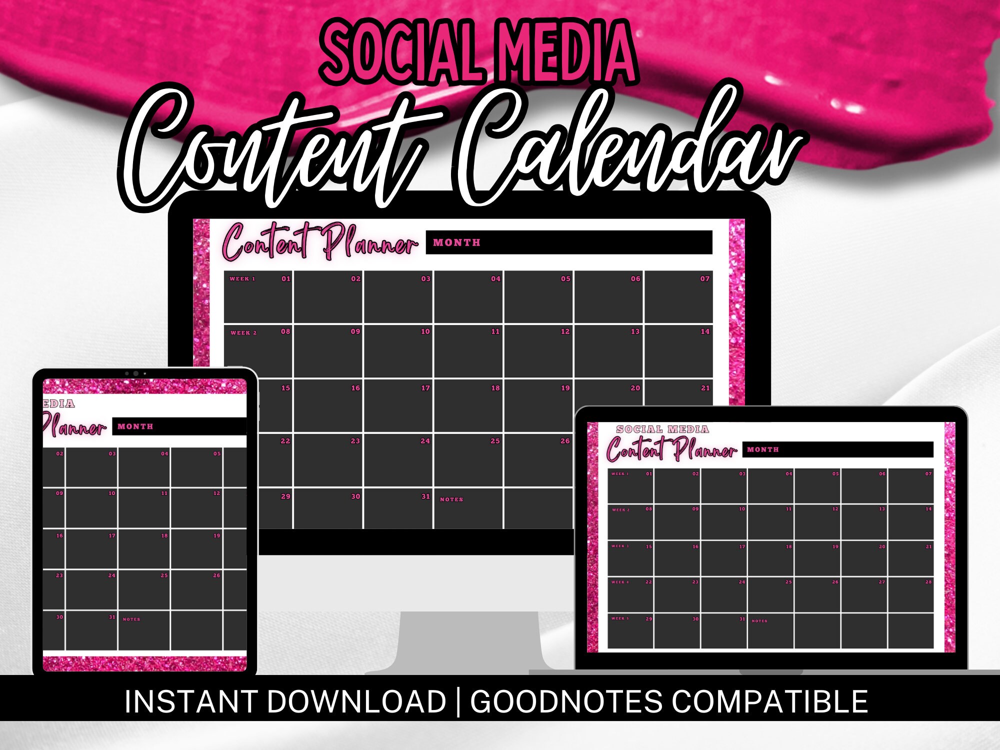 31 Day Social Media Content Calendar, Planner, Tiktok, Instagram ...