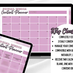 31 Day Social Media Content Calendar Template With Premade Ideas ...