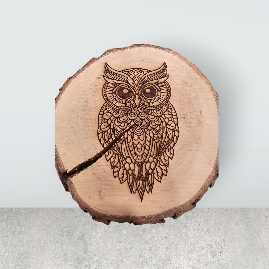 Cherry Wood, Owl Engraved, Laser Engraved, Wood Cookie, Xtool Laser ...
