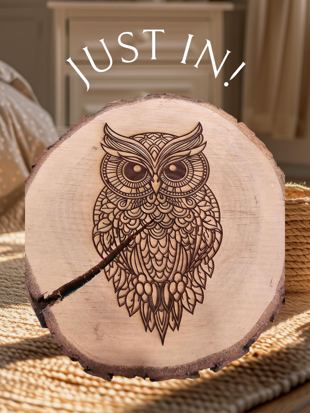 Cherry Wood, Owl Engraved, Laser Engraved, Wood Cookie, Xtool Laser ...