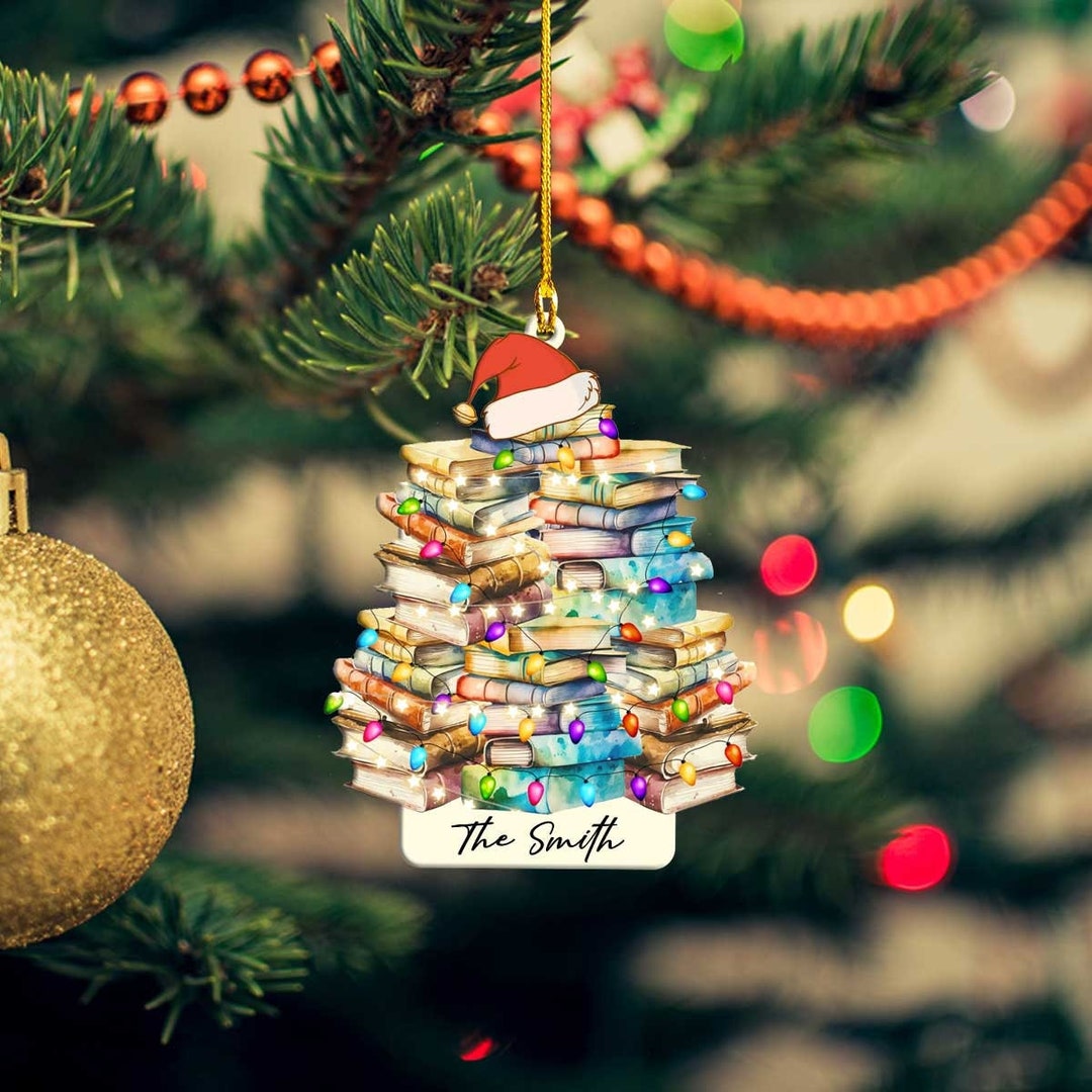 Personalized Christmas Book Tree Ornament 2D Book Lover - Etsy