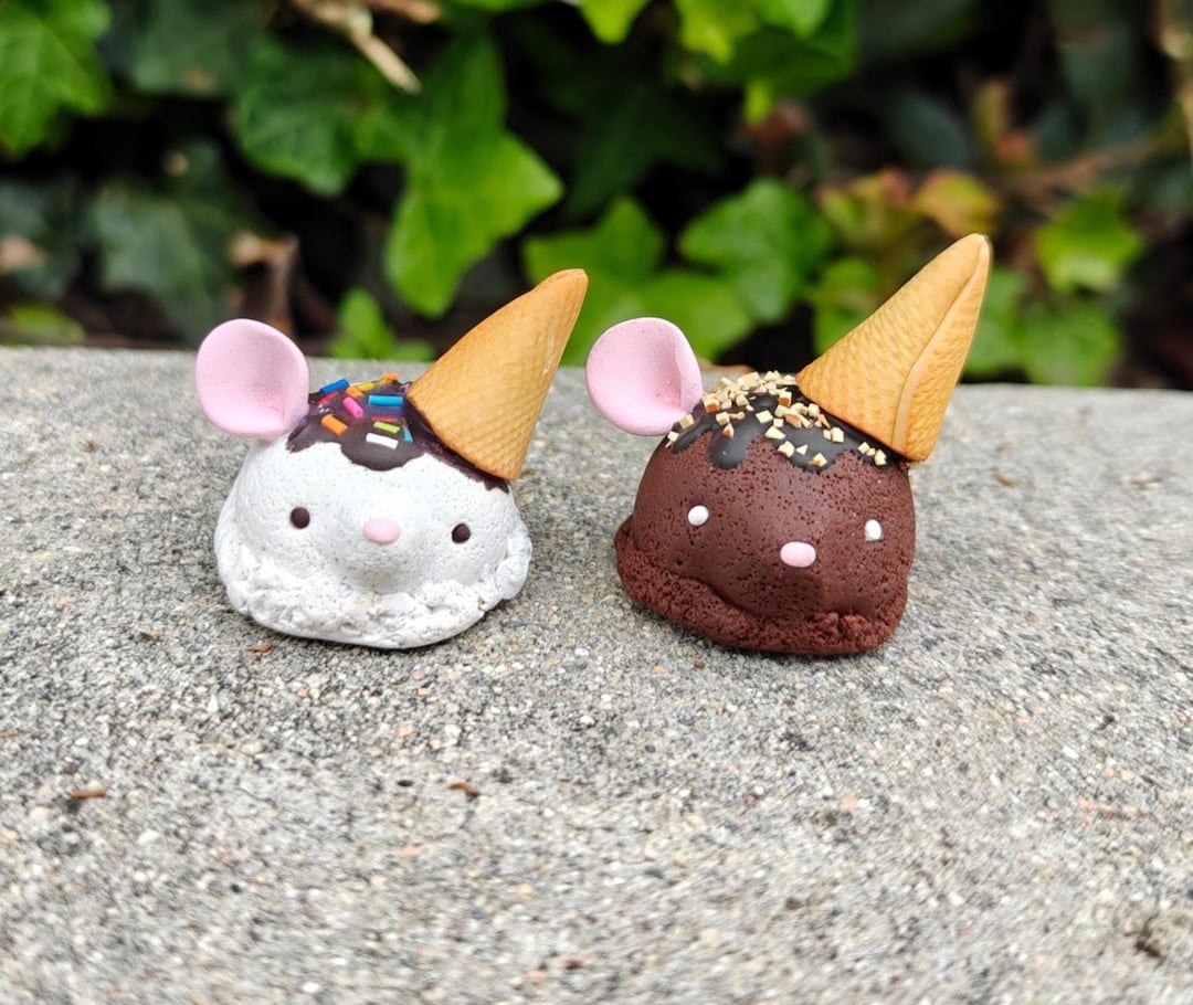 Handmade Polymer Clay Mice Cream Desk Buddy/ Mouse Ice Cream / Trinket ...