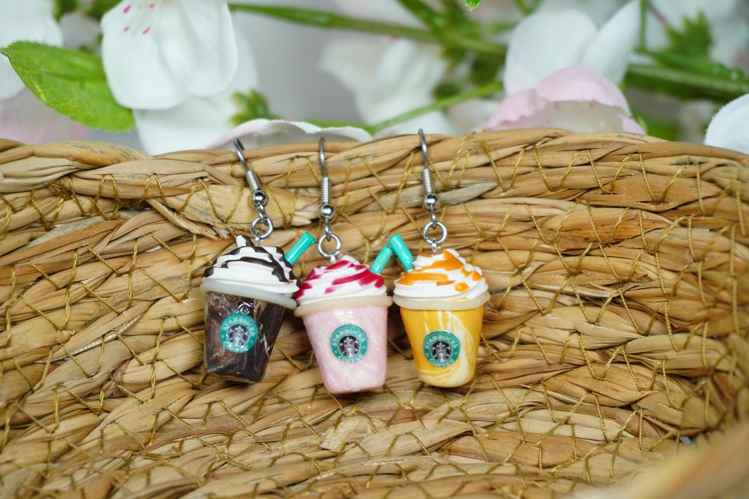 Handmade Polymer Clay Starbucks Frappuccino Earrings // Chocolate ...
