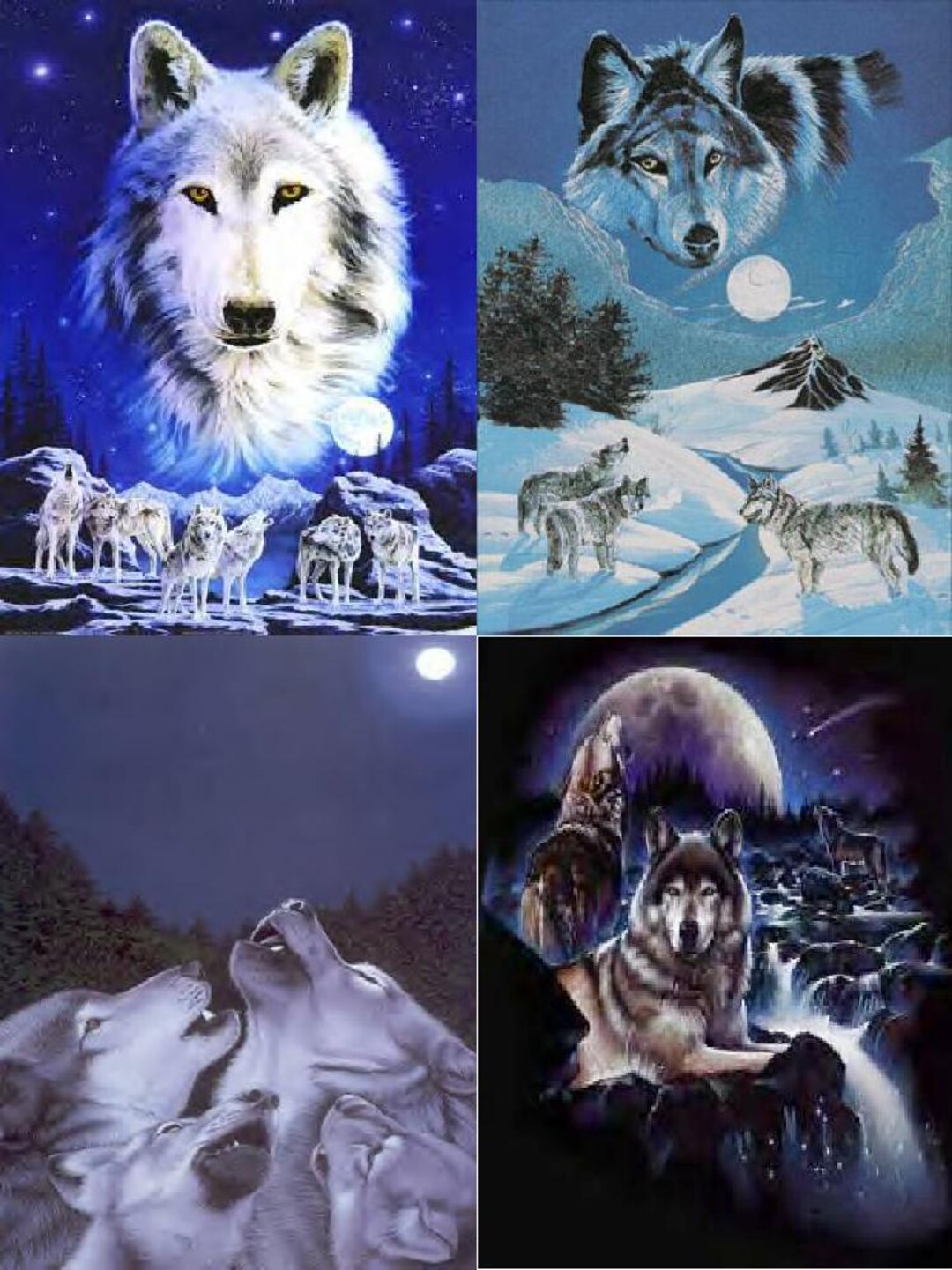 Set of 4 Fantasy Wolves Wolf Fabric Quilt Blocks - Etsy