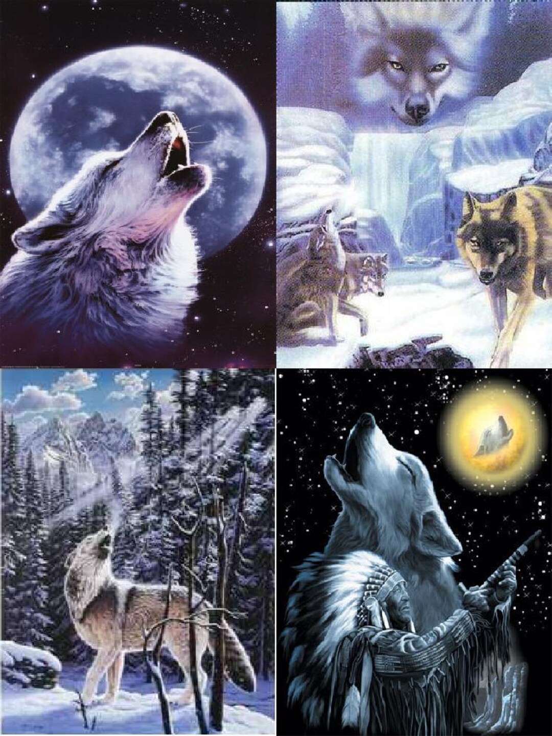 Set of 12 Wolves and Indians Fabric Quilt Blocks - Etsy