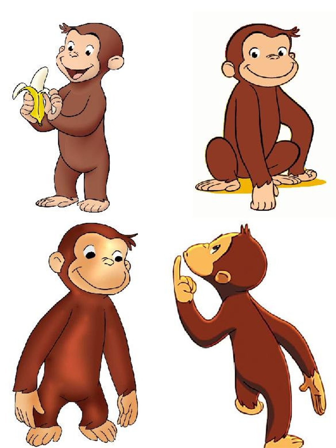 Set of 4 Curious George Fabric Quilt Blocks - Etsy