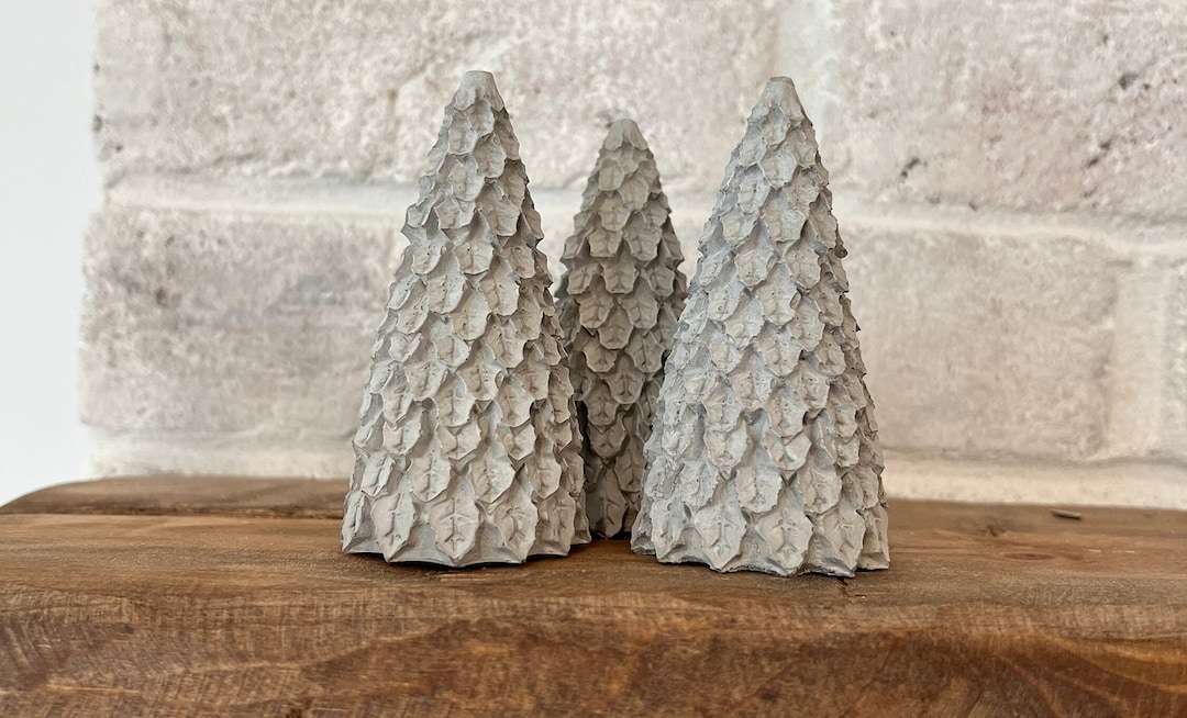 Handcrafted Concrete Christmas Tree Set Wreath Leaves - Etsy
