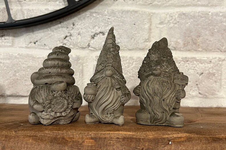 Set of 3 DIY Cement Gnomes Welcome, Honey, Sunflower 4 Inches Tall - Etsy