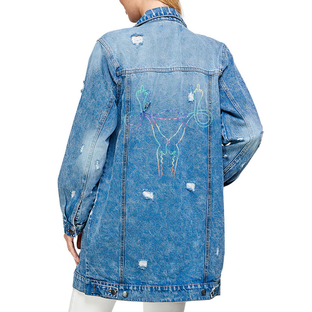 Uterus Shows Middle Finger Ladies' Denim Jacket - Etsy
