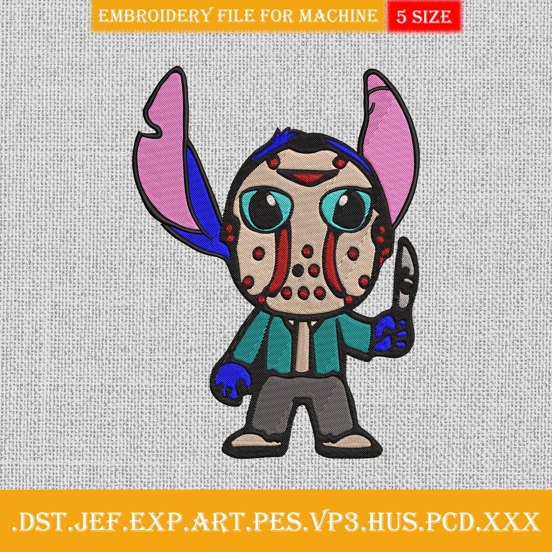 Stitch Jason Voorhees Embroidery Design Pumpkin Lilo and - Etsy