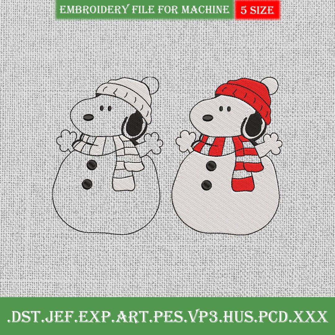 Snoopy Christmas Embroidery Design Snowman Embroidery File - Etsy