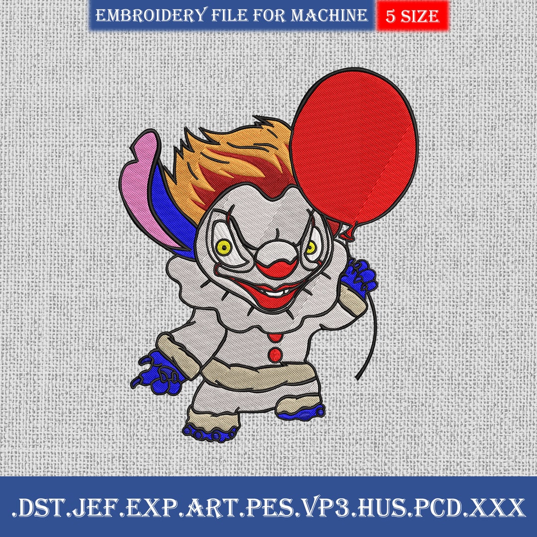 Stitch Pennywise Embroidery Design Lilo and Stitch Embroidery - Etsy