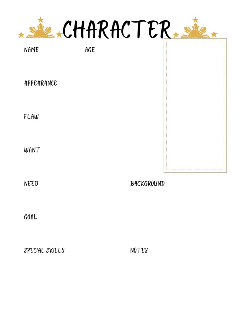 Character and Location Plotting Pages 8x11 Pdf Download - Etsy