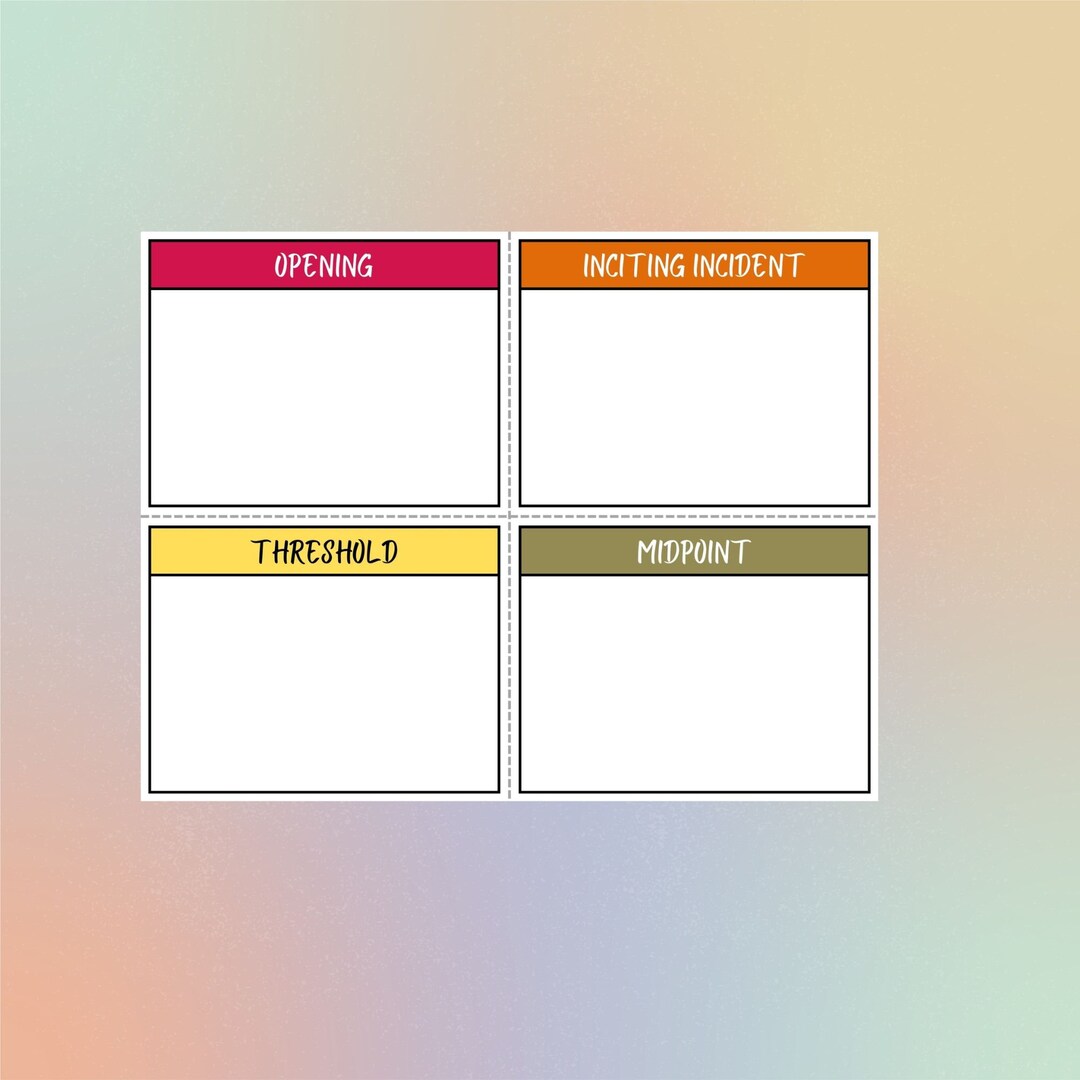 Scene Writing Notecards With Plot Scene Labels Format for 8x11 Printing ...