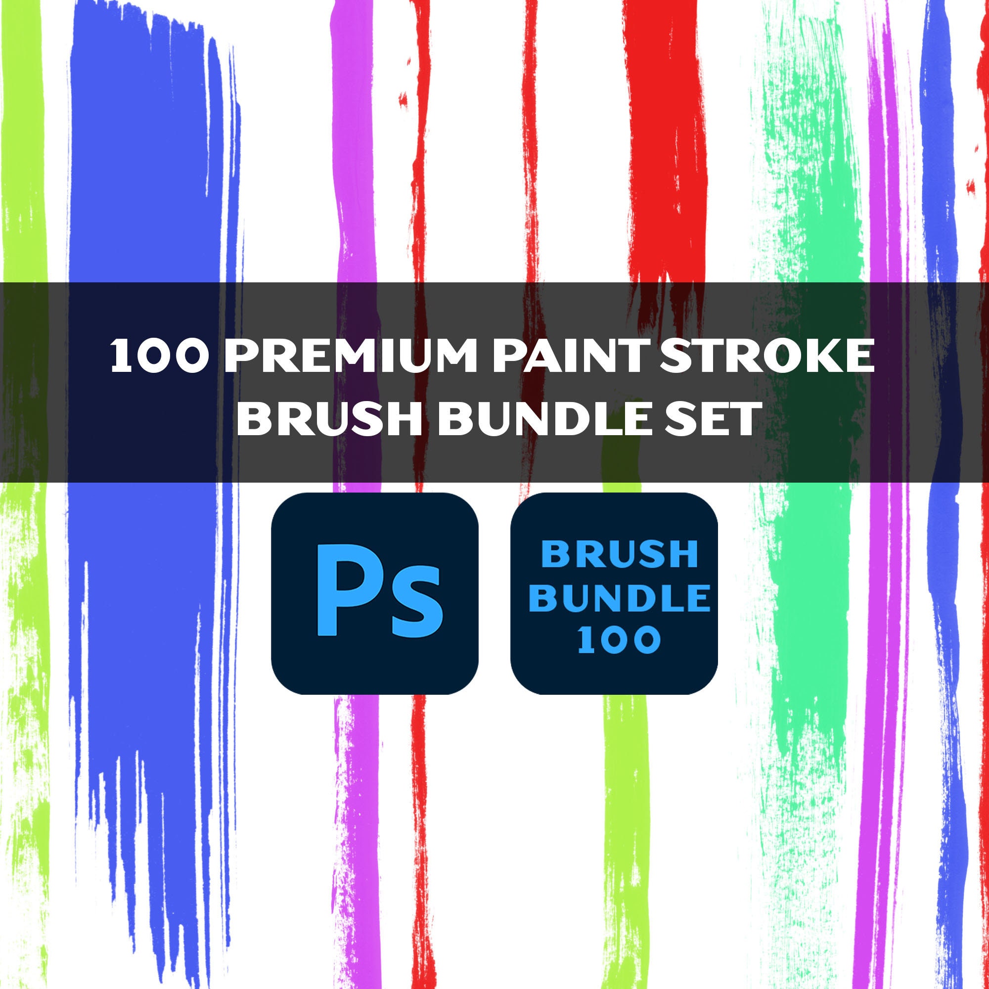 100 Paint Stroke Brushes for Photoshop, Photoshop Brush, Brushes Bundle ...