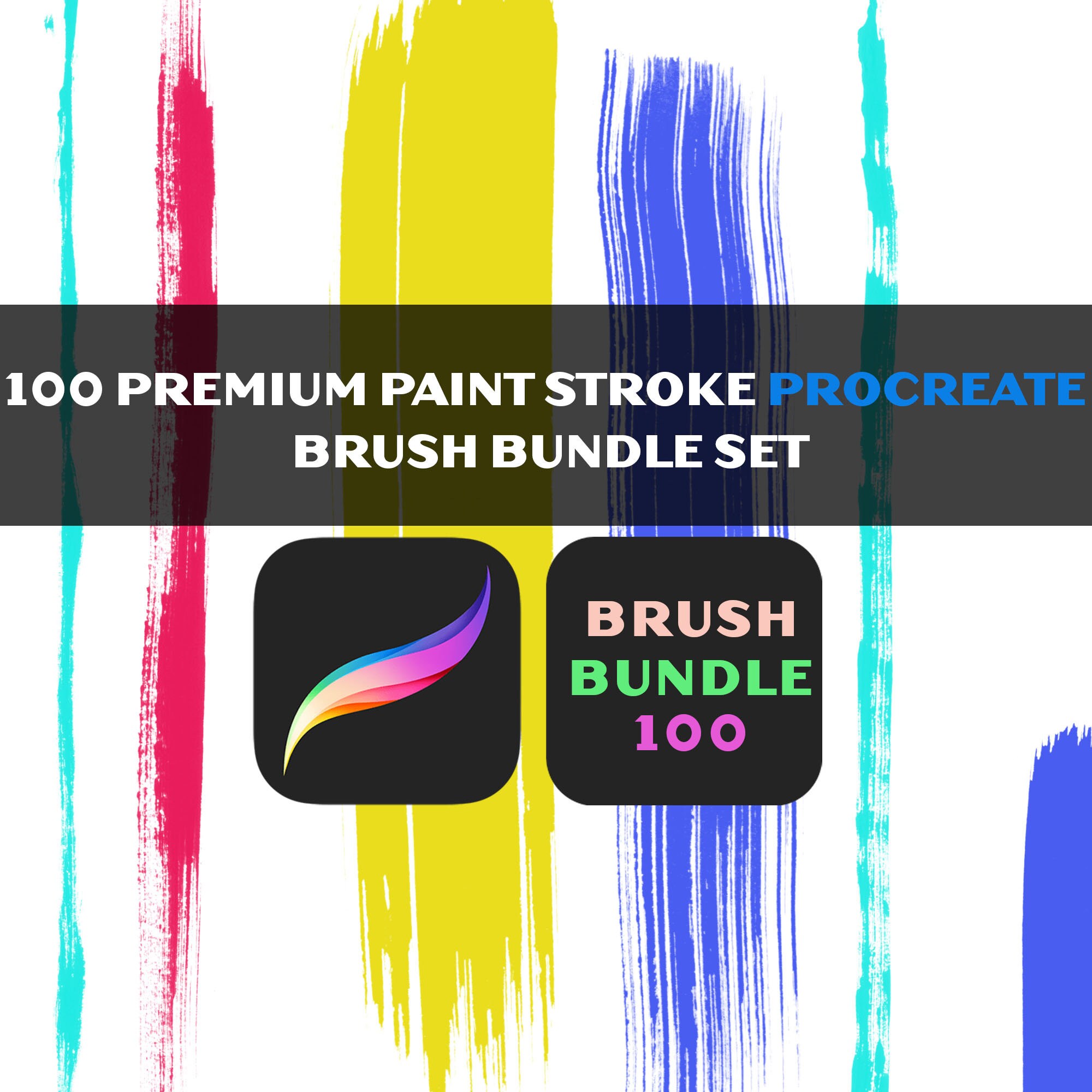 100 Paint Stroke Brushes for Procreate, Procreate Brush, Brushes Bundle ...