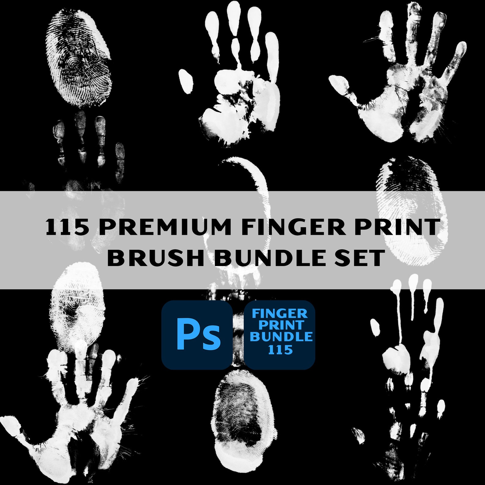115 Finger Print Brushes for Photoshop, Photoshop Brush, Brushes Bundle ...