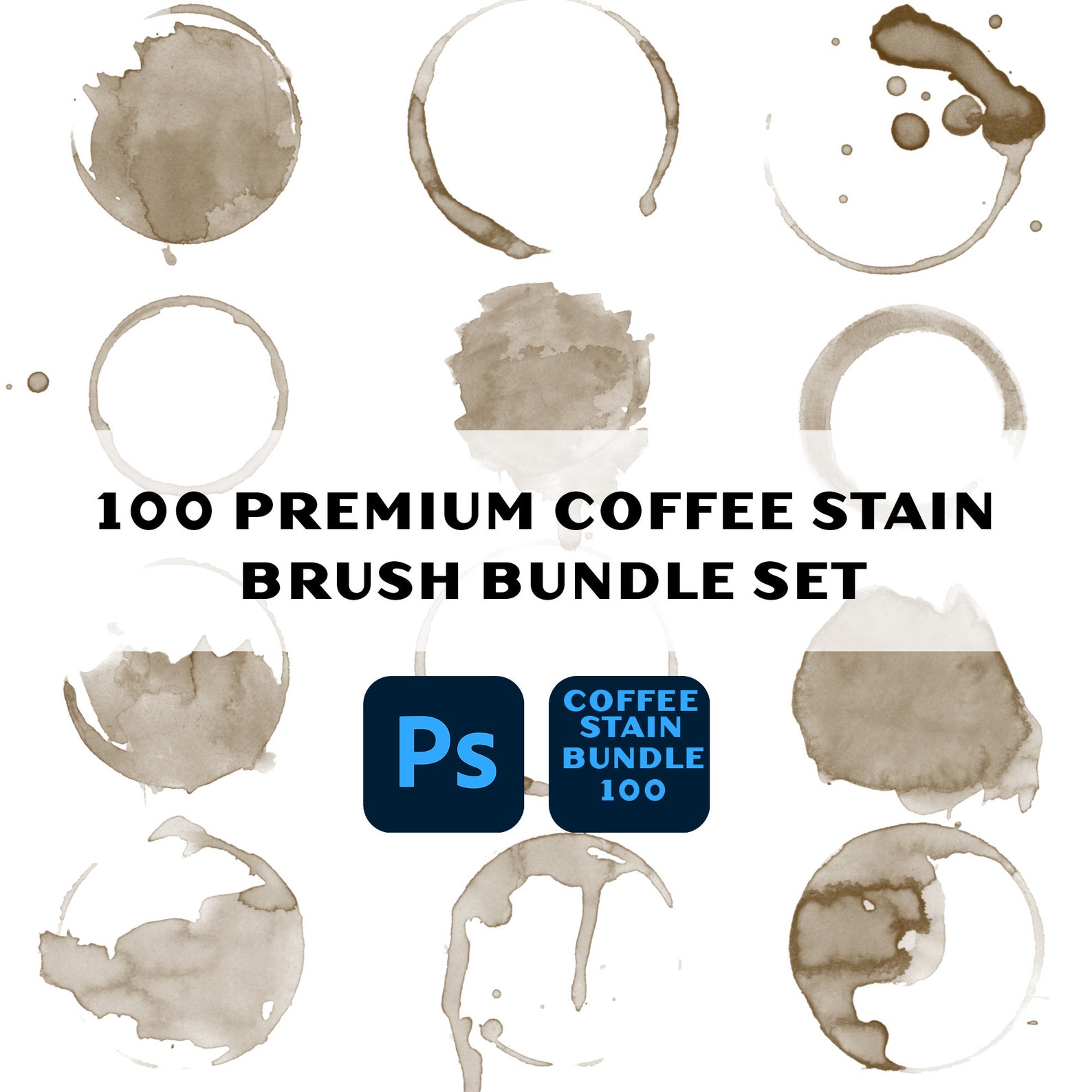 100 Coffee Stain Photoshop Brushes Bundle (digital Brushes) - Etsy