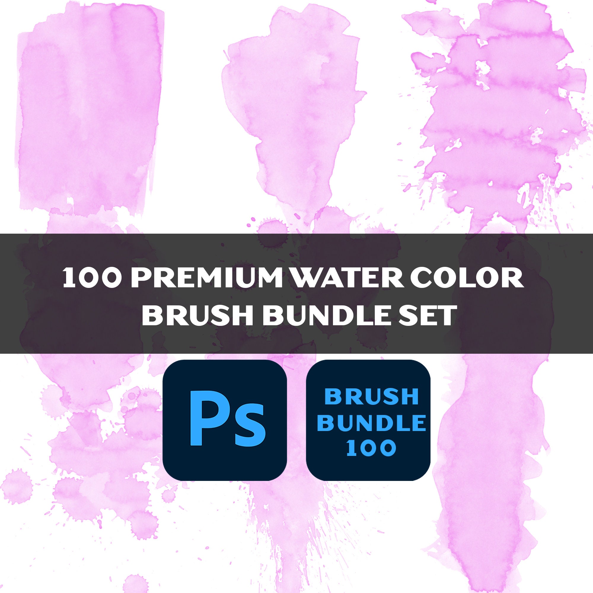 100 Water Color Brushes for Photoshop, Photoshop Brush, Brushes Bundle ...