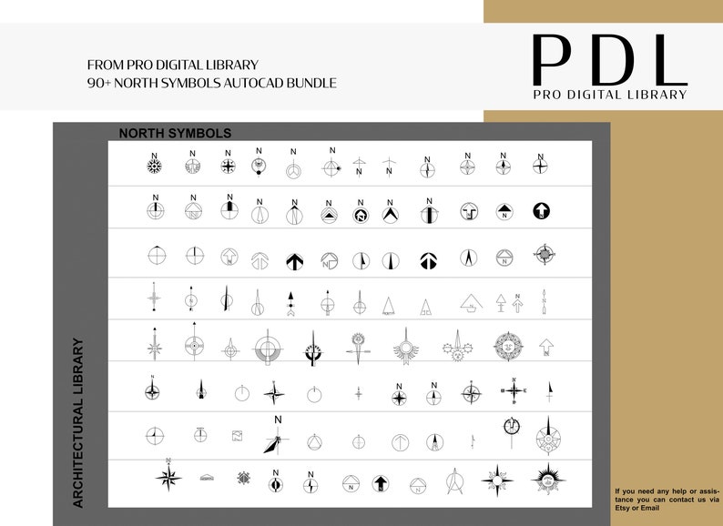 92 North Symbols for Autocad: 2D CAD Drawings (digital Download) - Etsy