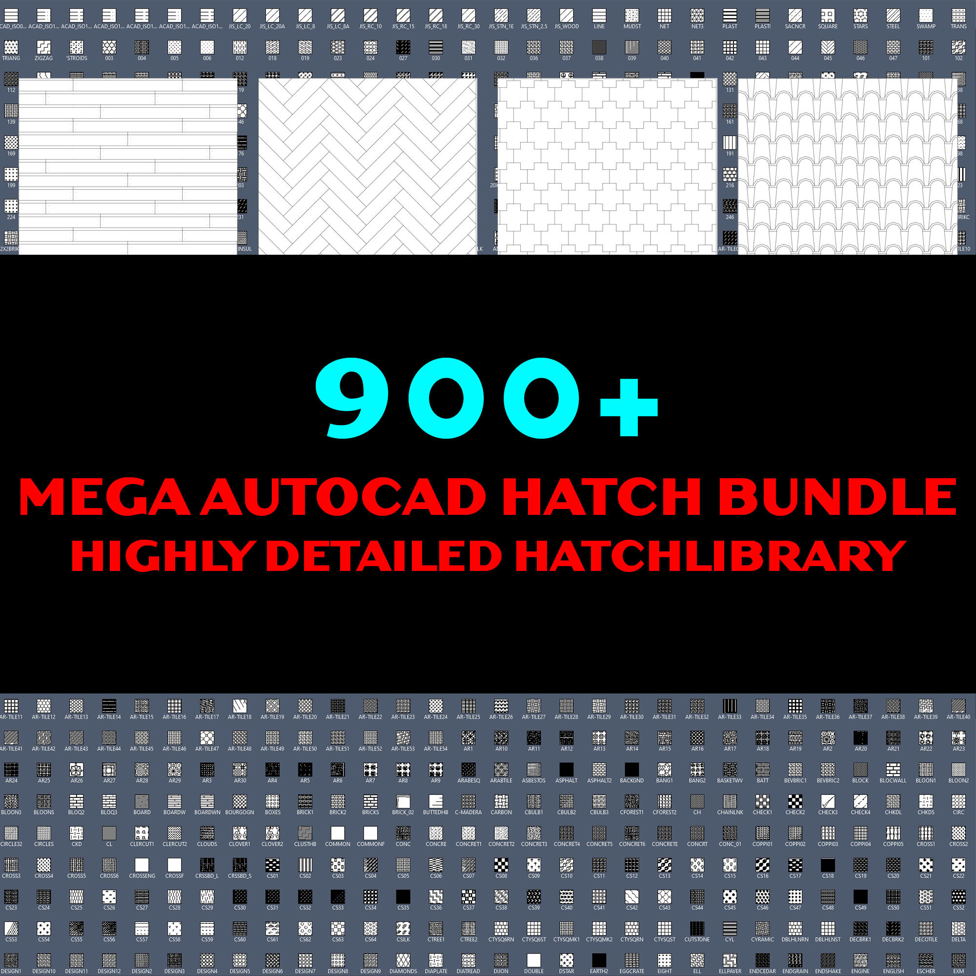 900+ Autocad Hatch Bundle, Huge Autocad Block Archieve, CAD Design, 2D ...
