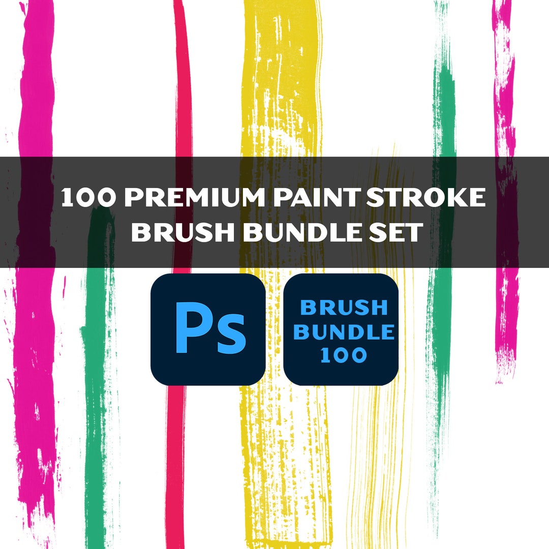 100 Paint Stroke Brushes for Photoshop, Photoshop Brush, Brushes Bundle ...