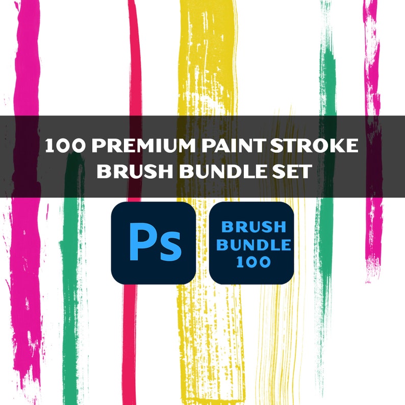 100 Paint Stroke Brushes for Photoshop, Photoshop Brush, Brushes Bundle ...