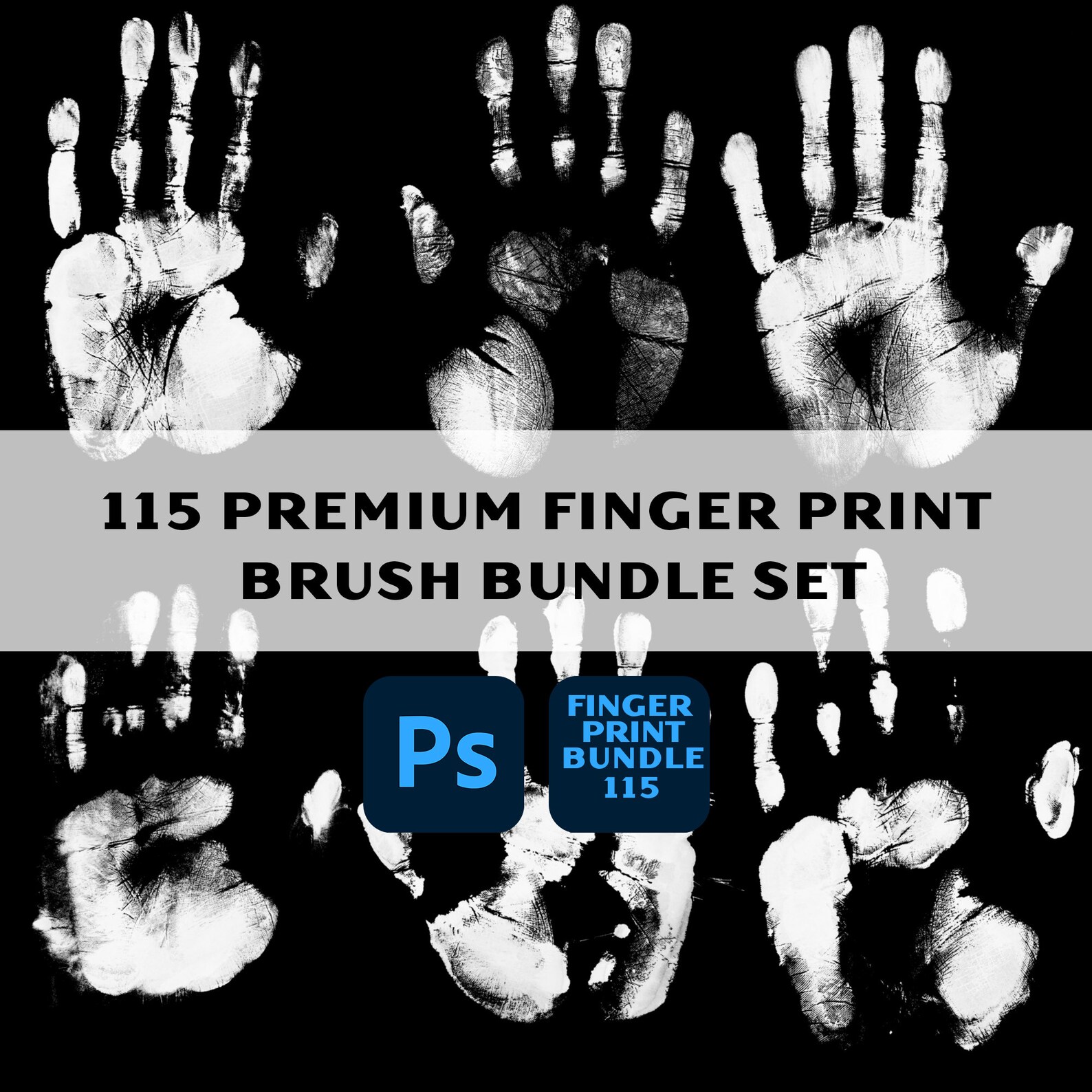 115 Finger Print Brushes for Photoshop, Photoshop Brush, Brushes Bundle ...