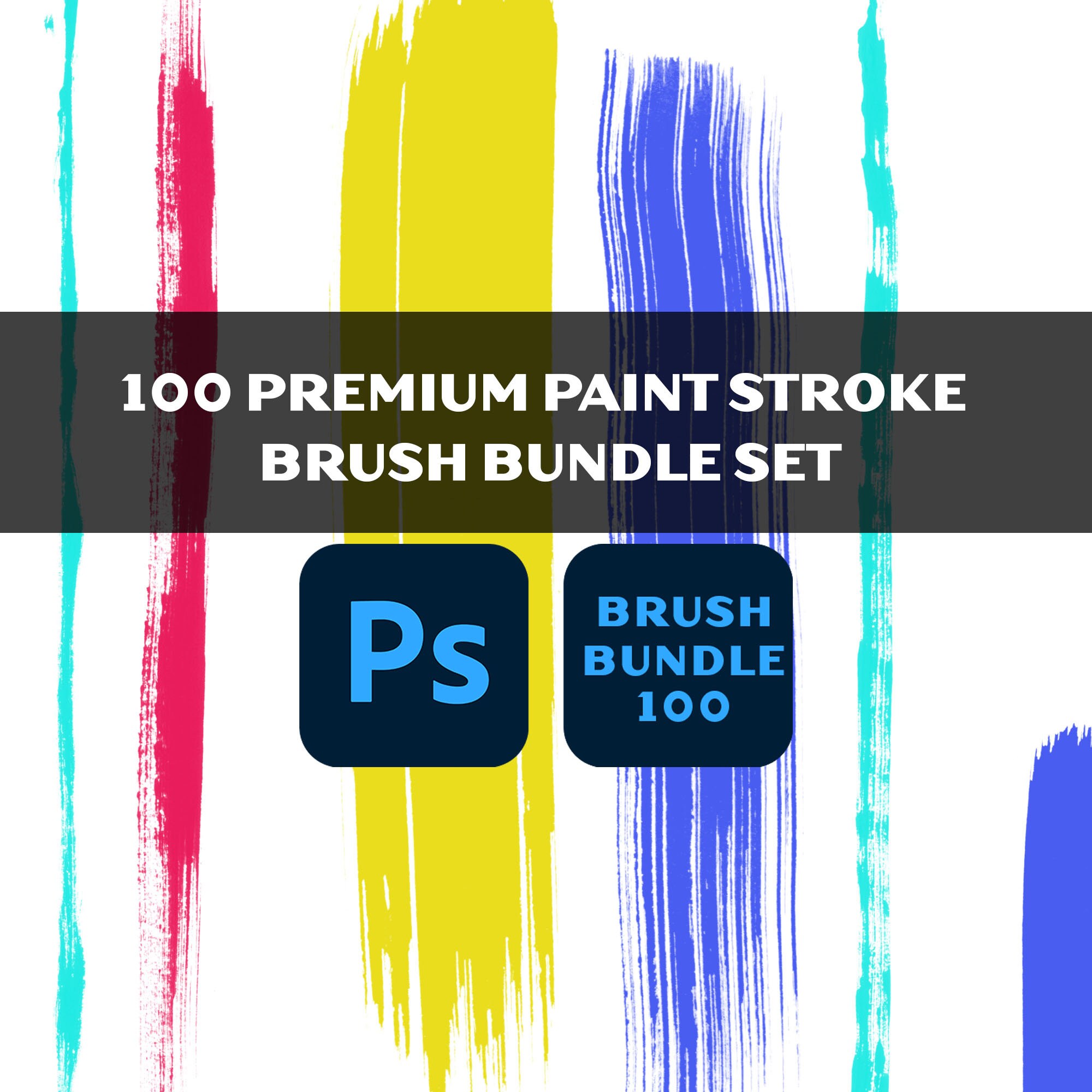 100 Paint Stroke Brushes for Photoshop, Photoshop Brush, Brushes Bundle ...