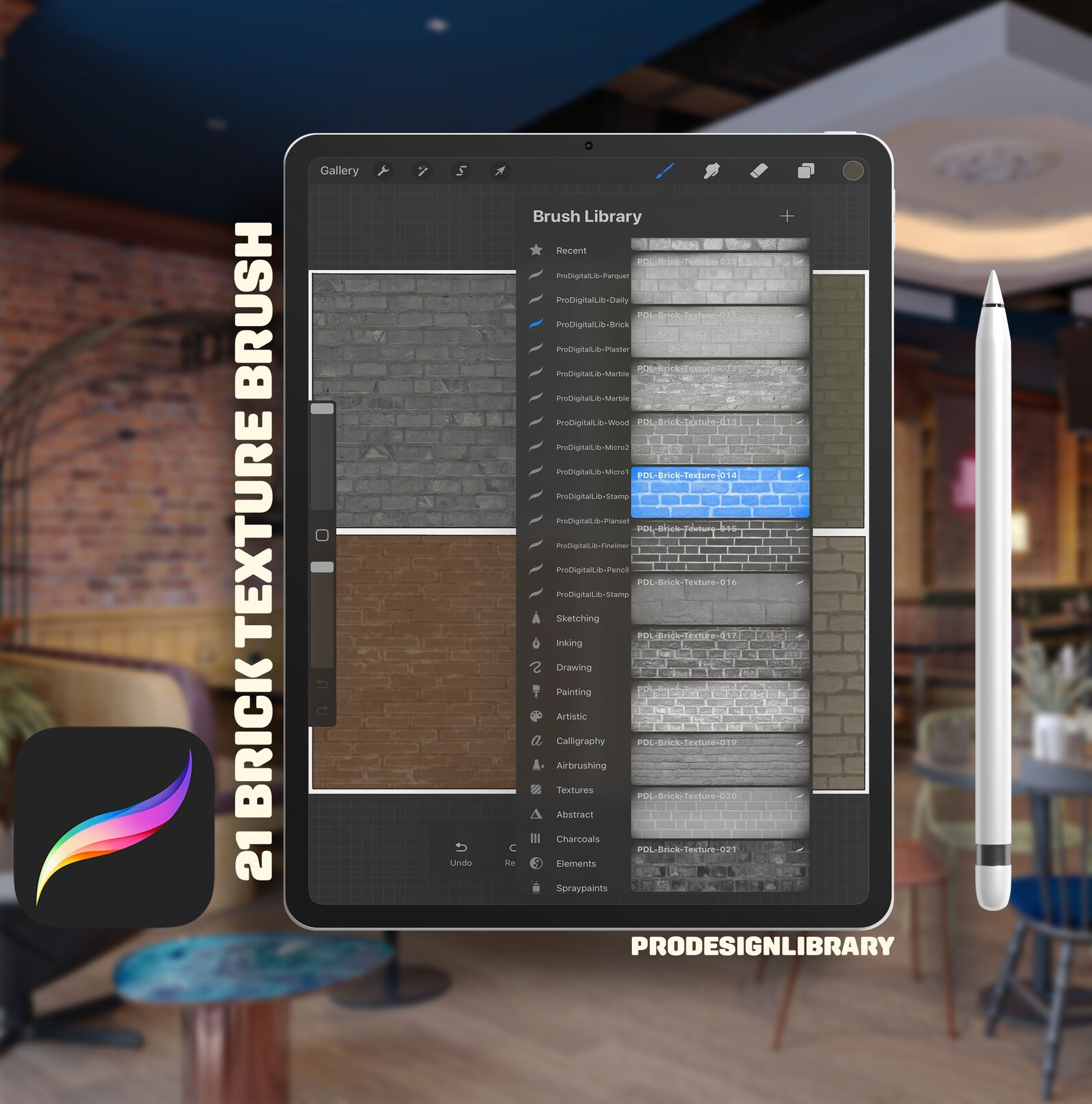 21 Seamless Brick Texture Brush for Procreate, Procreate Brush Set ...