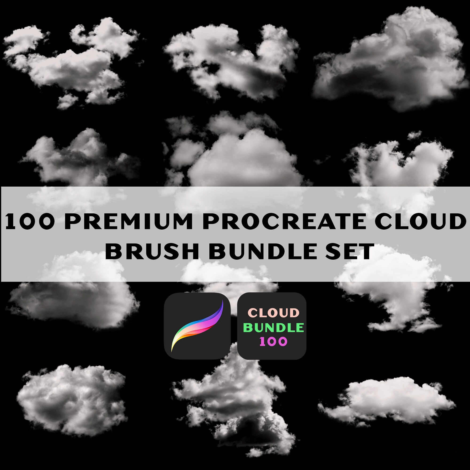100 Cloud Brushes for Procreate Procreate Brush Brushes - Etsy