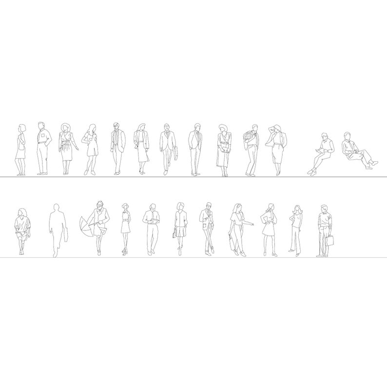 Autocad 1000+ People Elevations, Huge Autocad Block, CAD Design, 2D ...