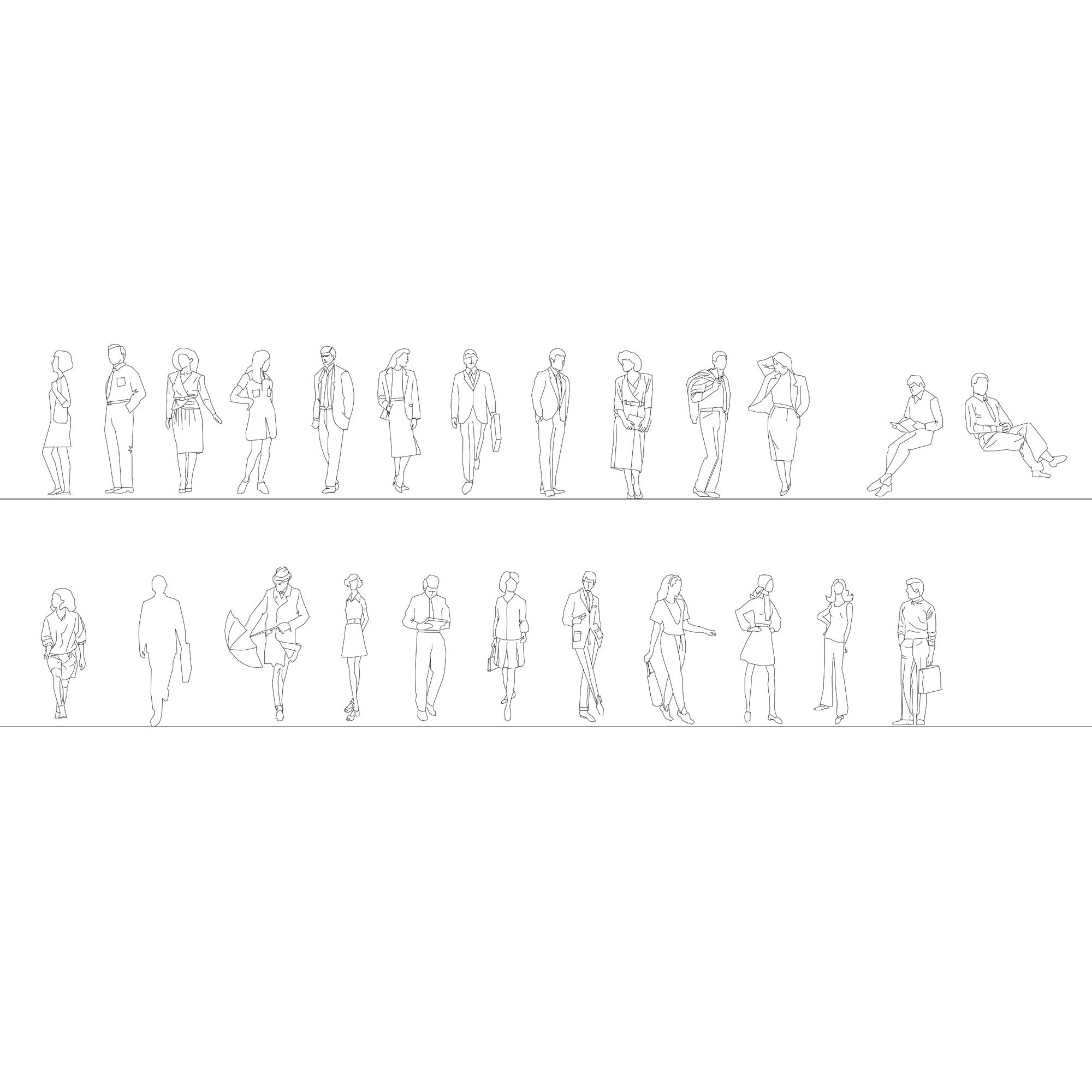 Autocad 1000+ People Elevations, Huge Autocad Block, CAD Design, 2D ...