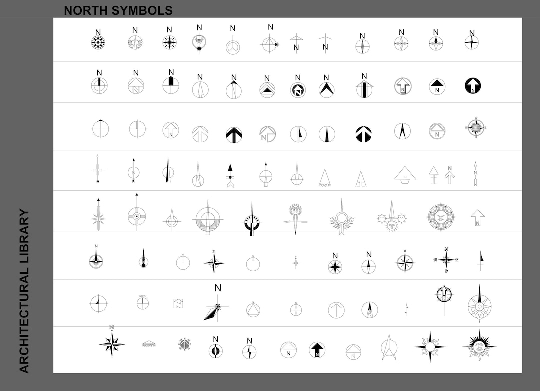 Autocad Drawings North Symbols CAD Design 2D Drawings - Etsy