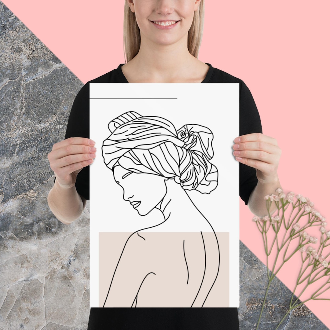 Elegant Line Art Minimalist Woman Portrait Poster - Etsy