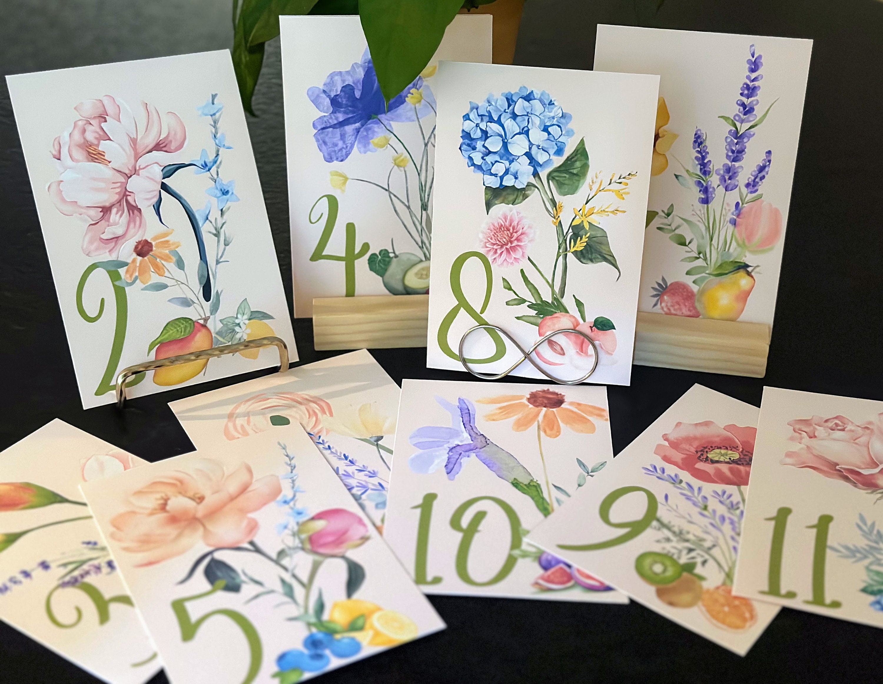 4x6 Watercolor Table Numbers, Set of 12 - Etsy