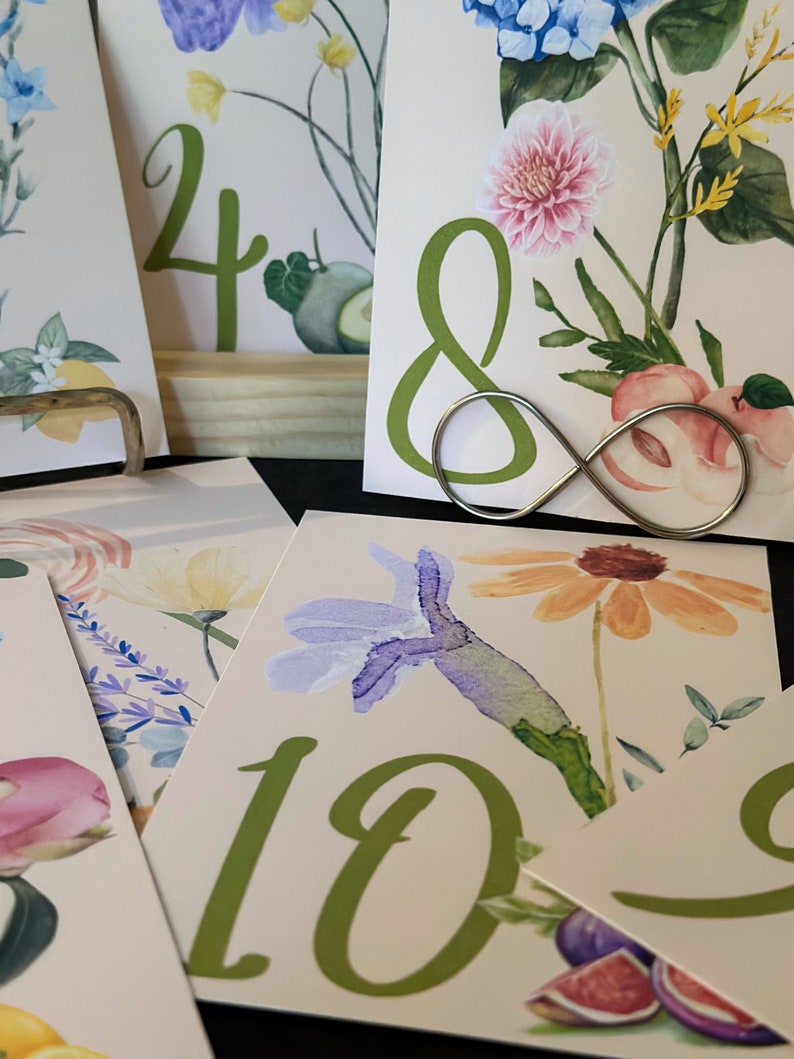 4x6 Watercolor Table Numbers, Set of 12 - Etsy
